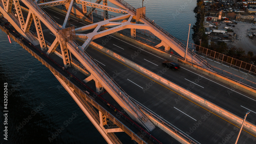 Historic Bayonne Suspended Arch Bridge over Kill Van Kull at Sunset ...