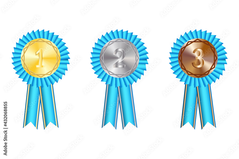 Medal blue ribbon, great design for any purposes. Winner award. Number ...