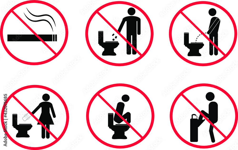 Access use warning in toilet , Do not urinate into the toilet pan,Do ...