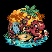 Summer Octopus Poster Free Stock Photo - Public Domain Pictures