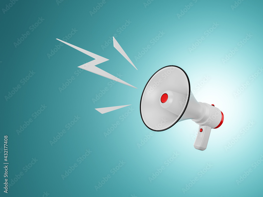 Megaphone speaker or loudspeaker bullhorn, realistic 3d mockup. Modern ...