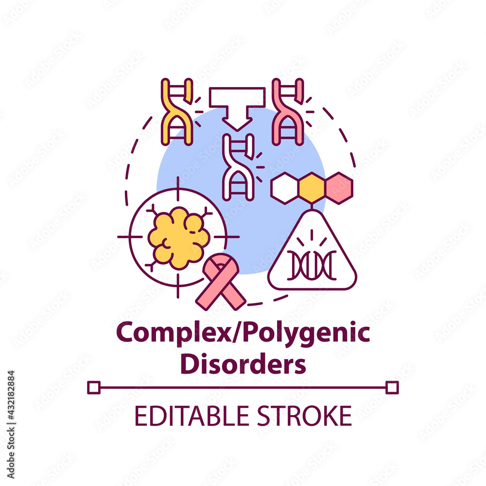 Vector de Stock Complex, polygenic disorders concept icon. Combined ...