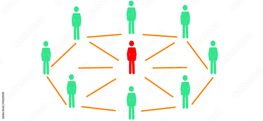 Social distancing, people standing at a distance of 2 meters ...