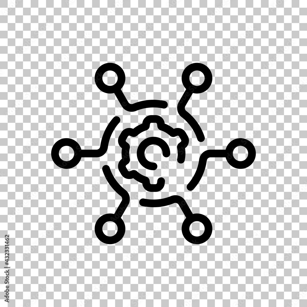 Execution process, implement ideas, gear icon. Black editable linear ...