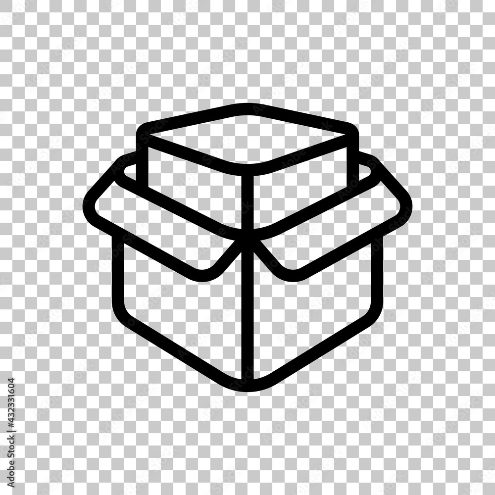 Opened box, product development, carton package, simple icon. Black ...