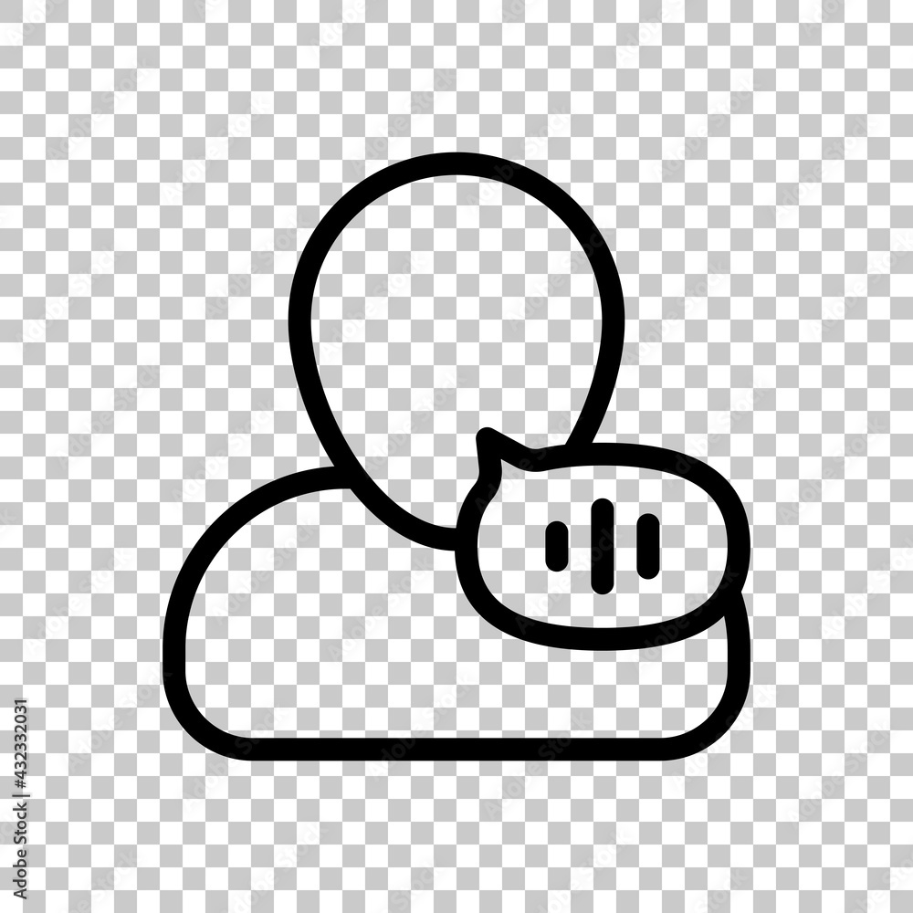 Voice command, speaking person, simple icon. Black editable linear ...