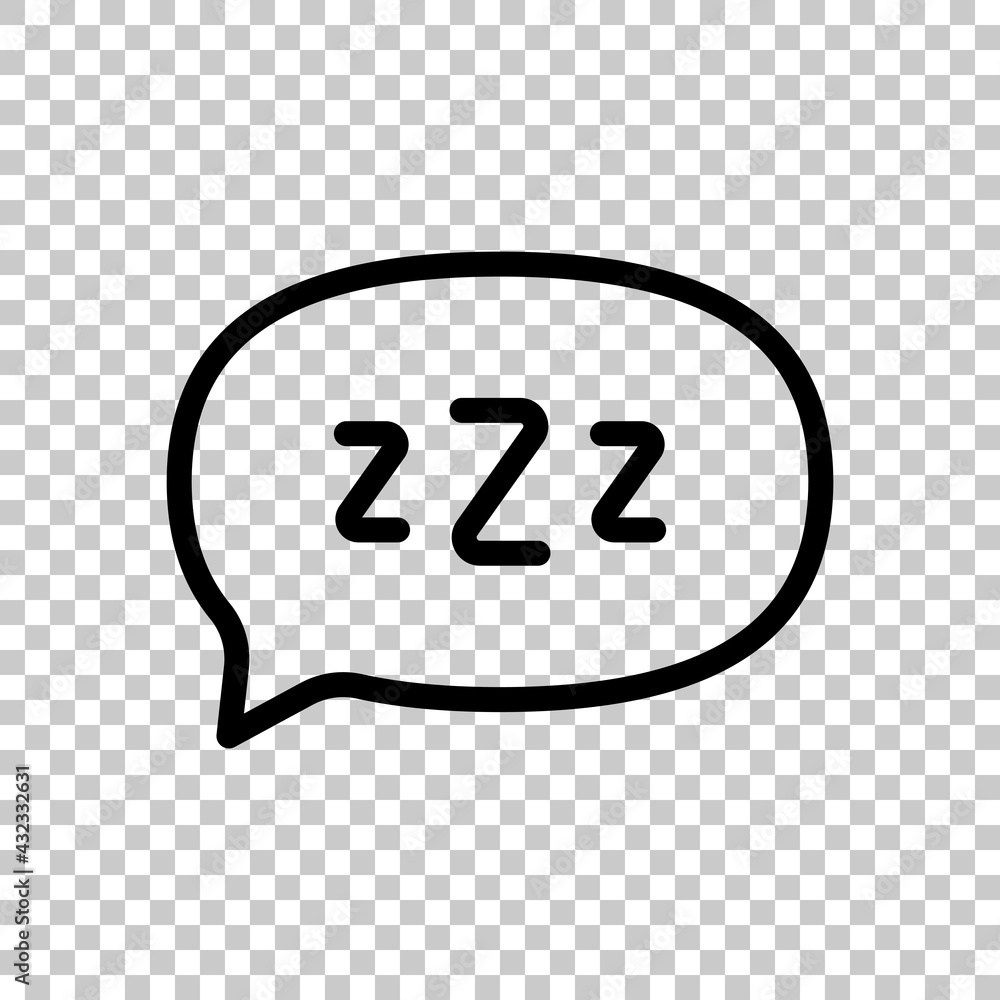 Zzz text, sign of sleep, simple icon. Black editable linear symbol on transparent background ...
