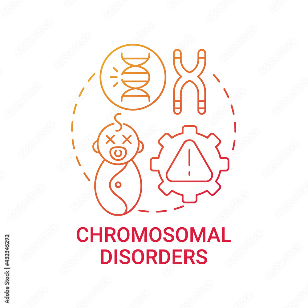 Chromosomal disorders red gradient concept icon. Baby with illness ...