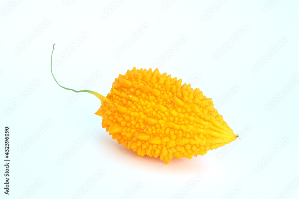 Momordica charantia isolated on a white background. Ripe whole fruits ...