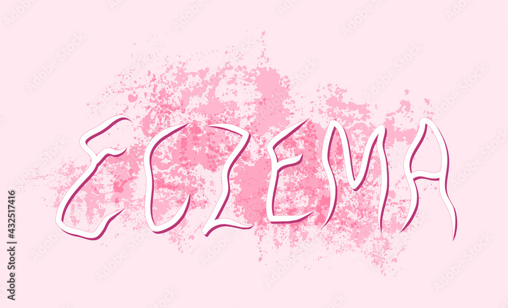 Eczema lettering on pink textured background. Atopic dermatitis ...