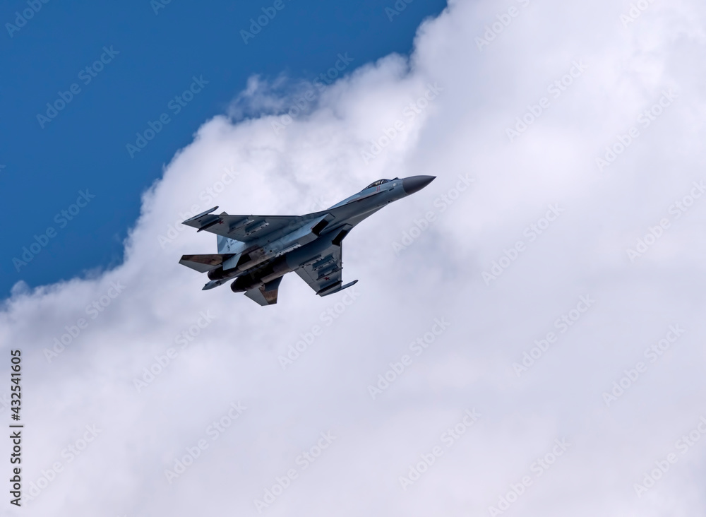 MOSCOW, RUSSIA - MAY 7, 2021: Avia parade in Moscow. jet fighter ...