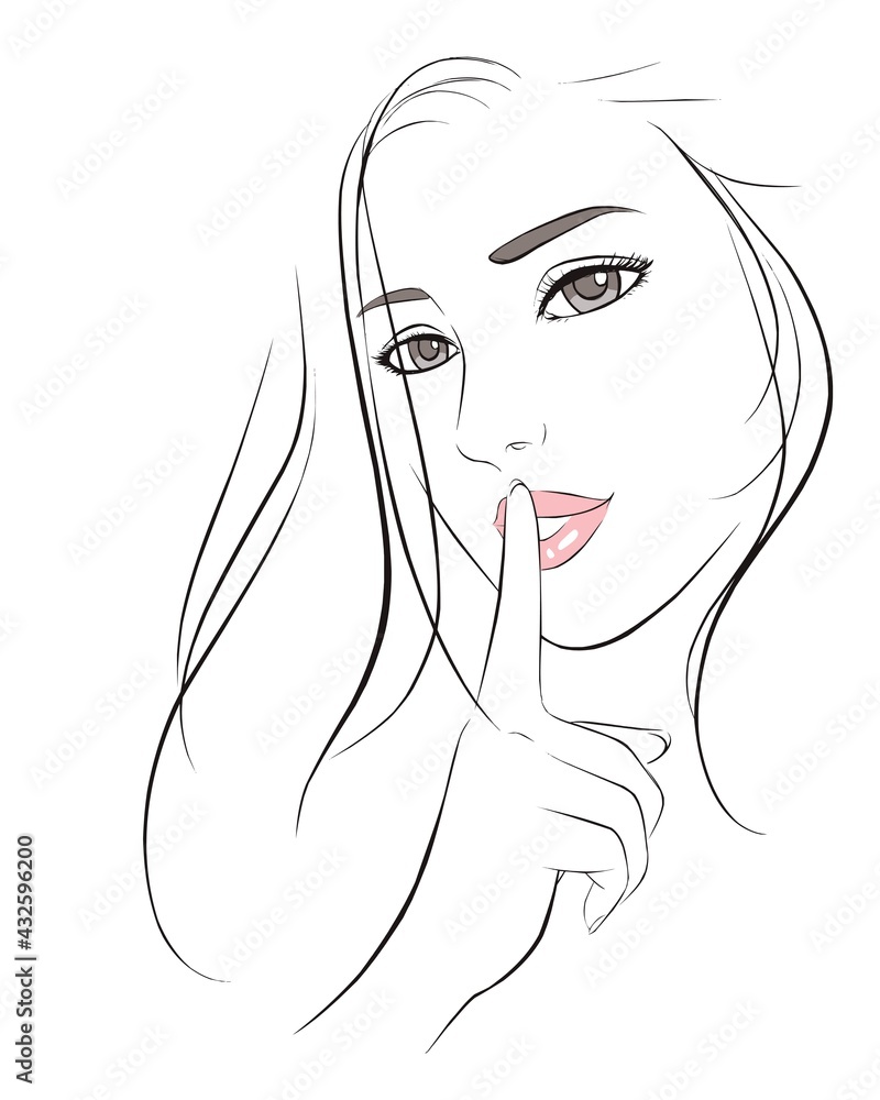 Sexy girl making a quiet gesture. vector illustration isolated cartoon ...
