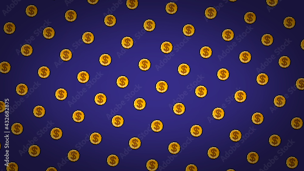 Pixel dollar coin with on blue background - high res 4K wallpaper Stock ...