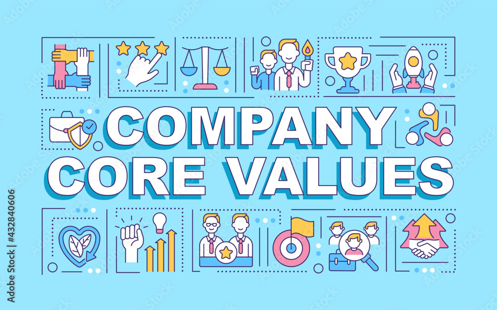 Company core values word concepts banner. Building trust in workplace ...