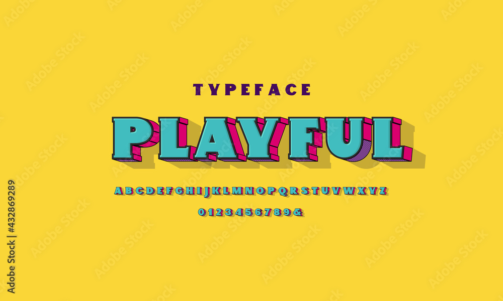 Play font and alphabet. A Fun and Playful 3d Effect Font with Shadow ...