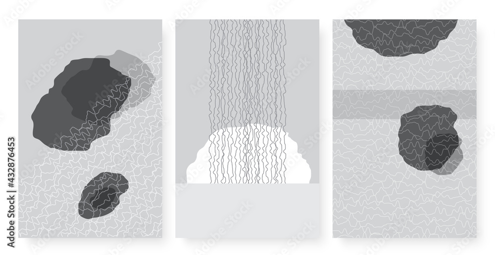 Abstract shape and hand drawn scribbles pattern vector illustration set ...