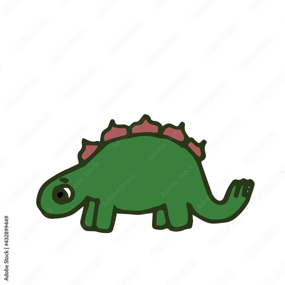 Cheerful funny dinosaur. Dino illustration. Cartoon sketch style. Hand ...