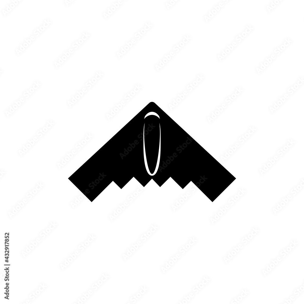 Stealth Bomber Aircraft, Army Plane. Flat Vector Icon illustration ...