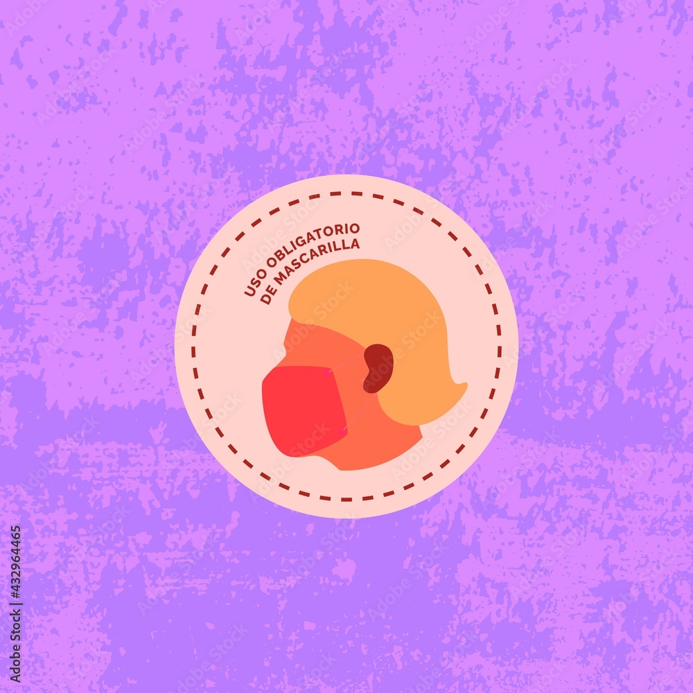 Vector de Stock Adhesivo de uso obligatorio de mascarilla/tapabocas ...