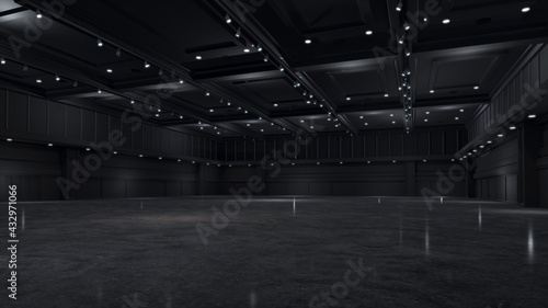 Empty convention hall center. backdrop for convention stands.3d render ...