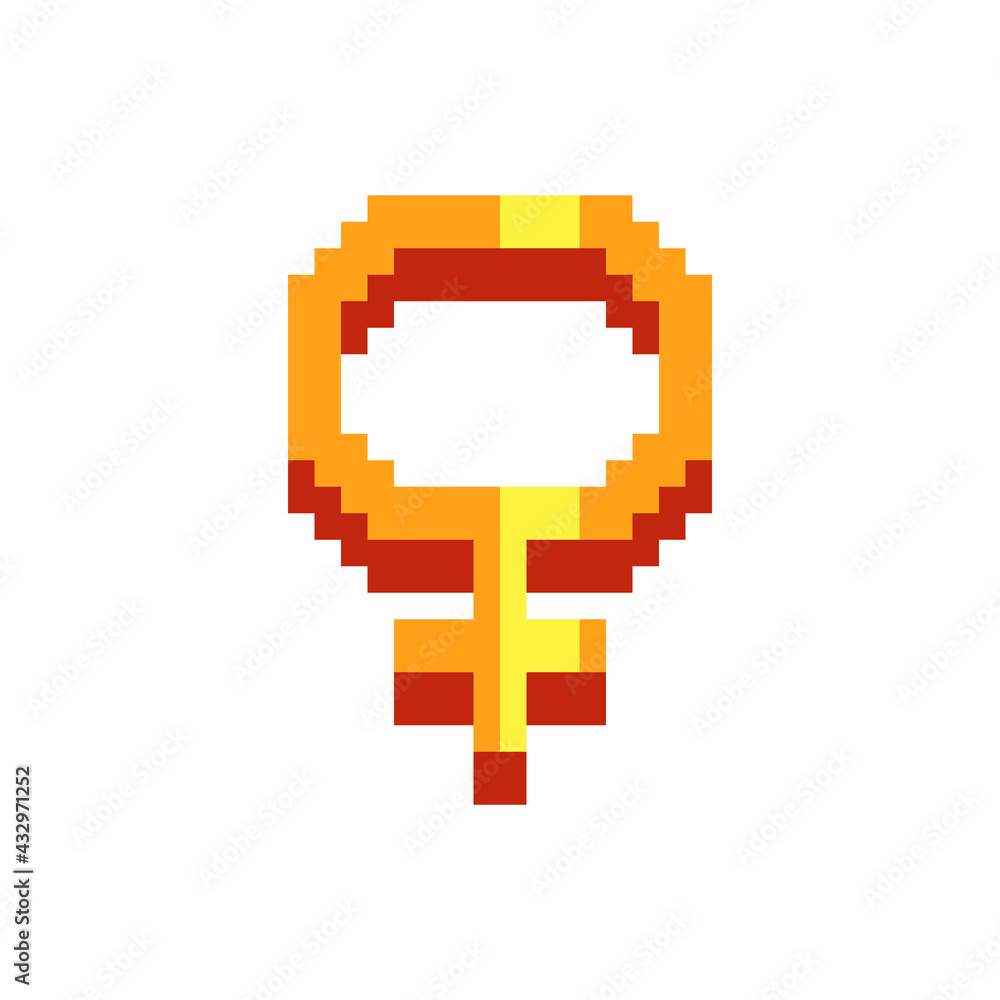 Female symbol gender. Design for logo and web. 8-bit sprite. Isolated ...