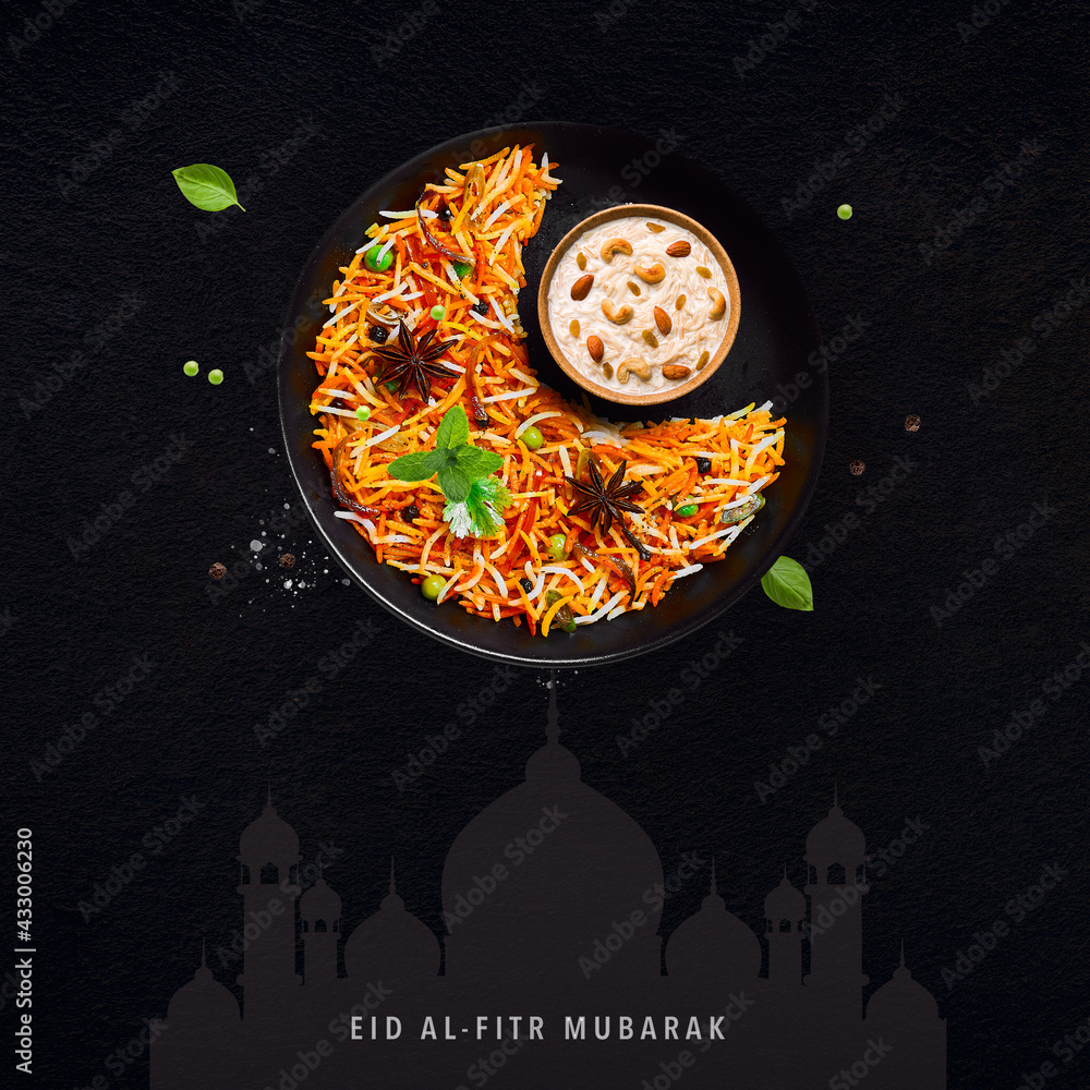 Eid Mubarak (Blessing for Eid): A Creative poster for Eid with Moon and ...