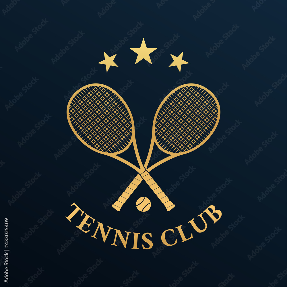 Tennis club logo design with two crossed rackets and tennis ball ...