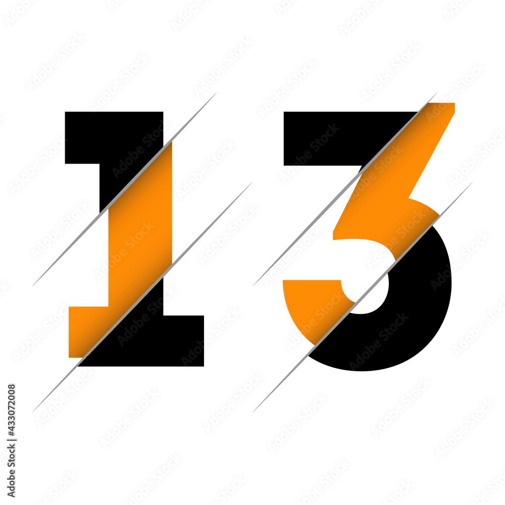 13 1 3 Number Logo Design with a Creative Cut and Black Circle ...