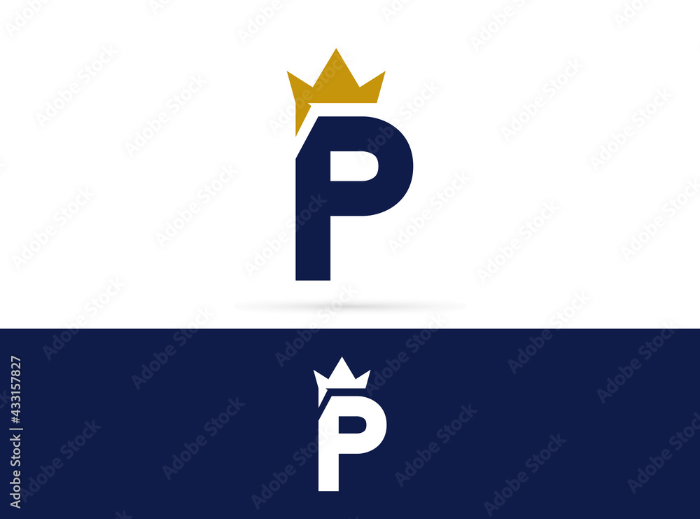 Letter P crown logo design. Vector combination of king crown and letter ...