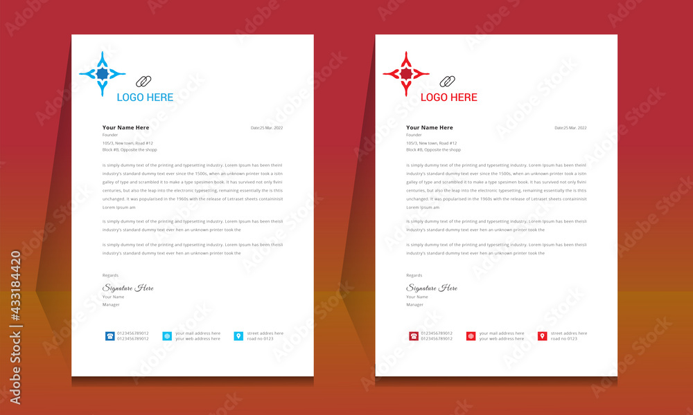 Letterhead format template, business style letterhead design template ...