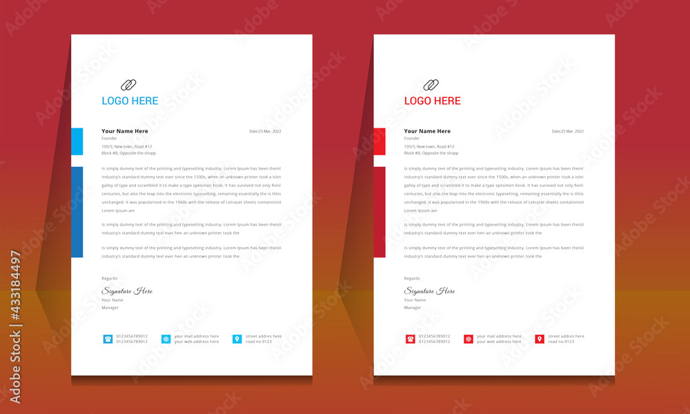 Letterhead format template, business style letterhead design template ...