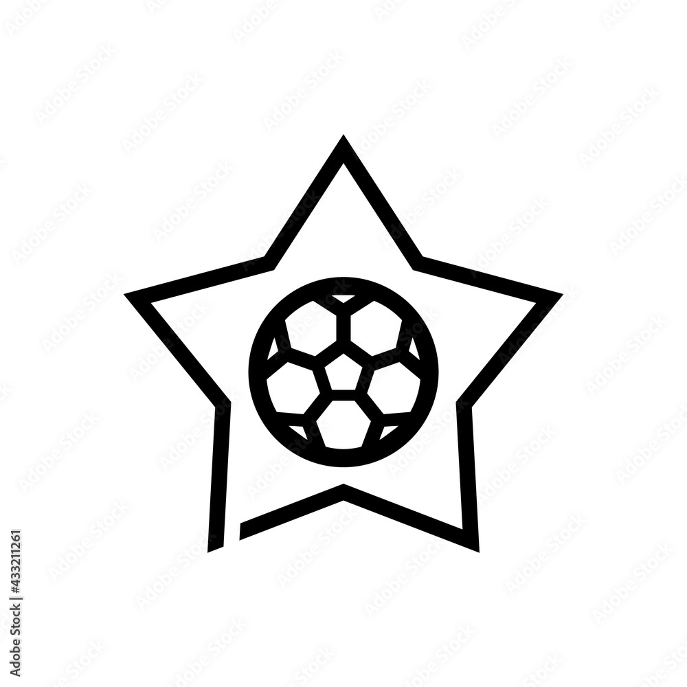 Football or Soccer Star Vector icon in Outline Style. a star with ...