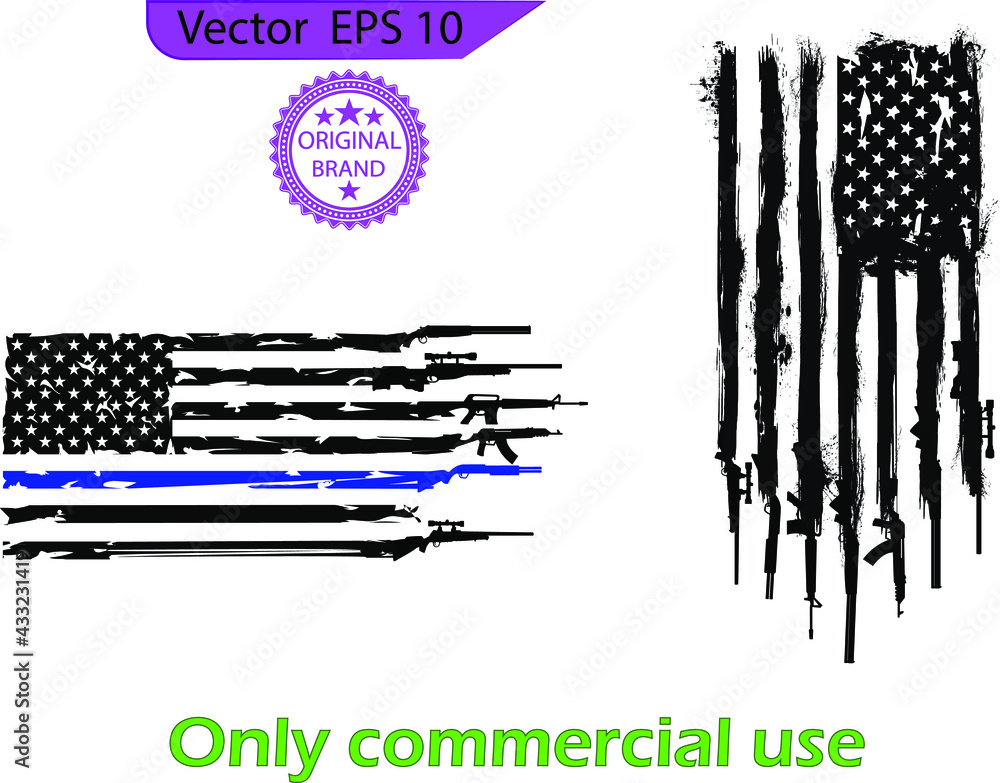 Distressed United States of America USA Flag Grunge Guns. American Flag ...