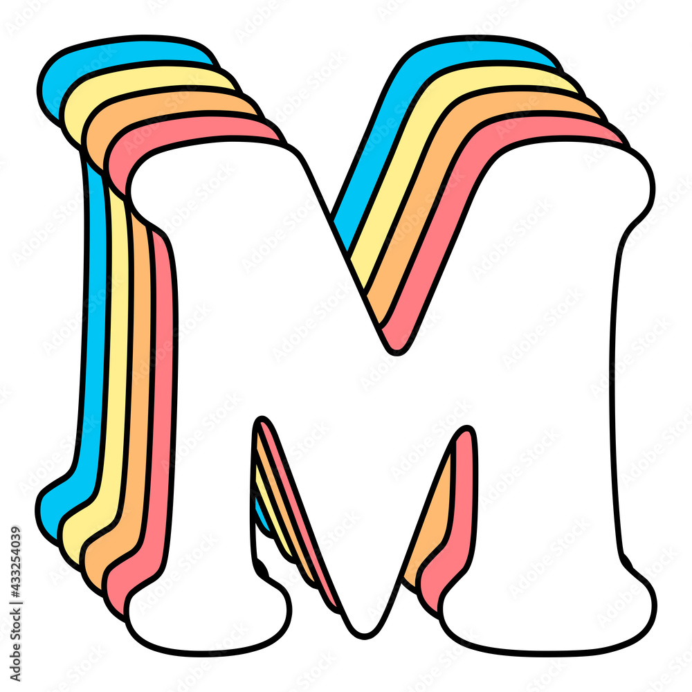 Letter M Monogram Letters Retro Font Rainbow Cute Pretty Aesthetic ...