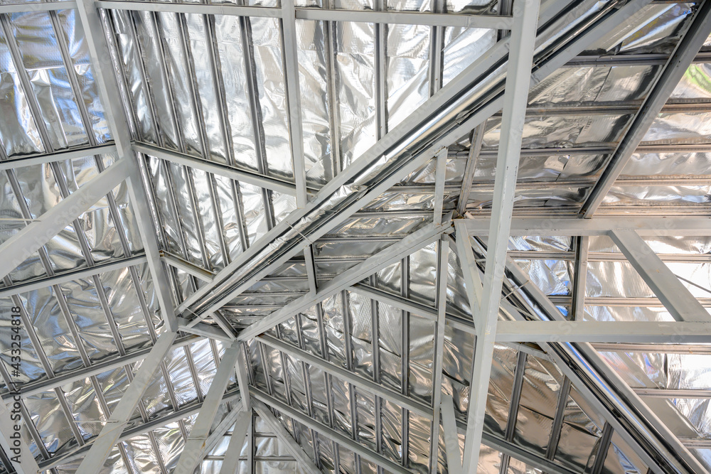 Picture of steel roof structure inside the house With a thermal ...