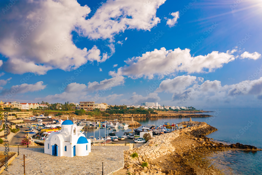 Cyprus. Protaras. The Port Of Paralimni. Pernera. Panorama of the ...