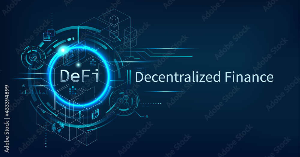 DeFi Decentralized Finance banner for decentralized financial system ...