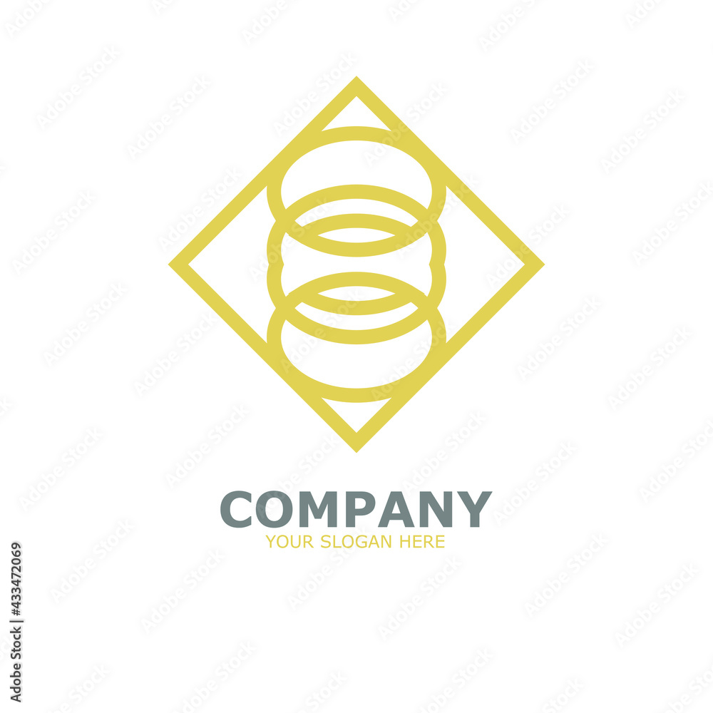 Golden color vector logo template. Design of a ready-made logo for the ...
