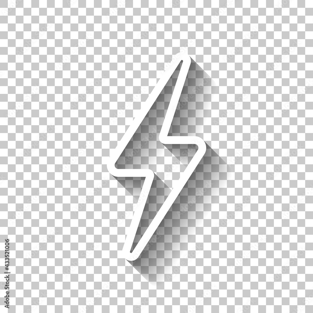 Lightning bolt, electric power, simple icon. White linear icon with ...