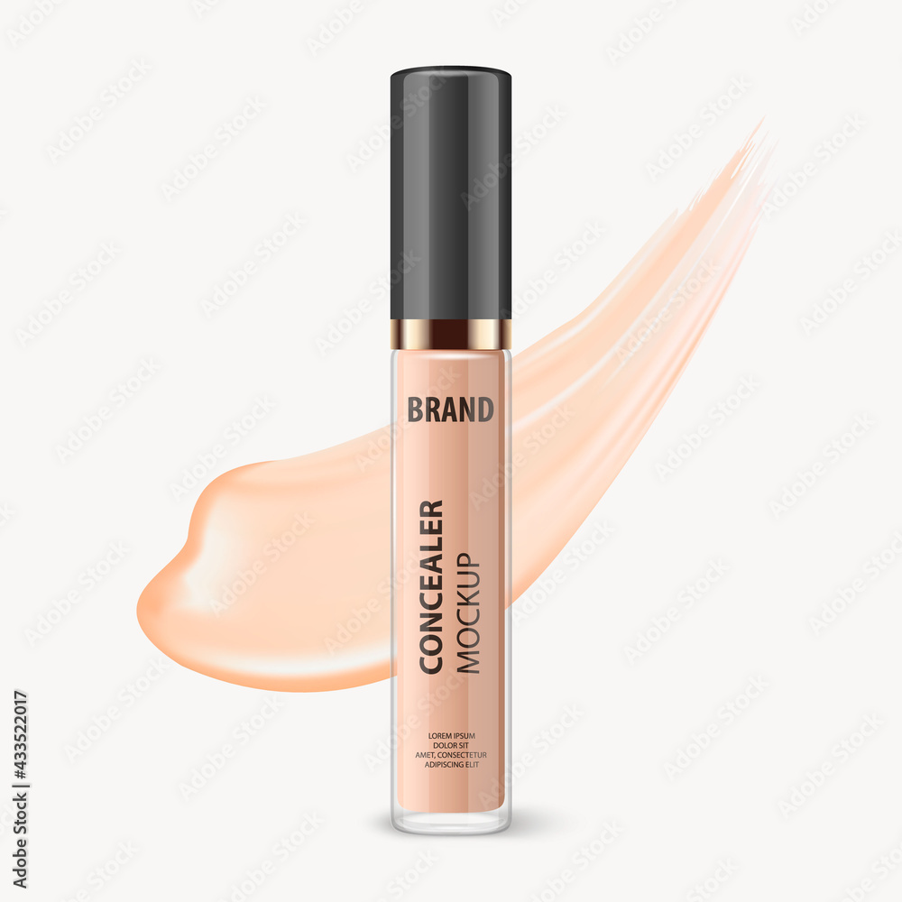 Vector 3d Realistic Lip Gloss, Foundation, Concealer, Corrector Package ...