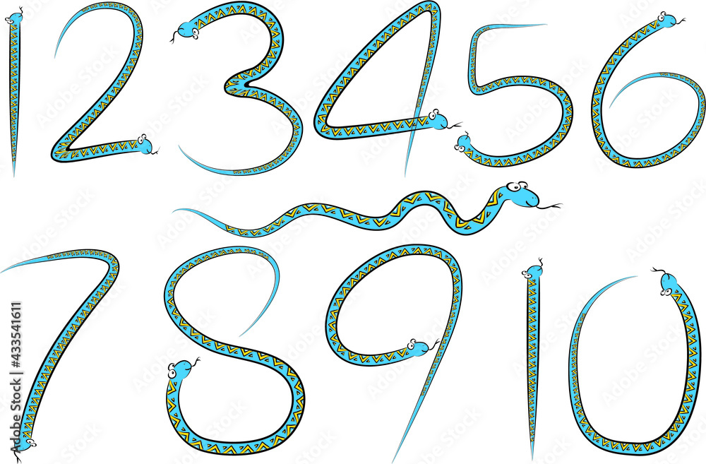 vector cartoon snakes with numbers 1 to 10 design sign Stock Vector ...