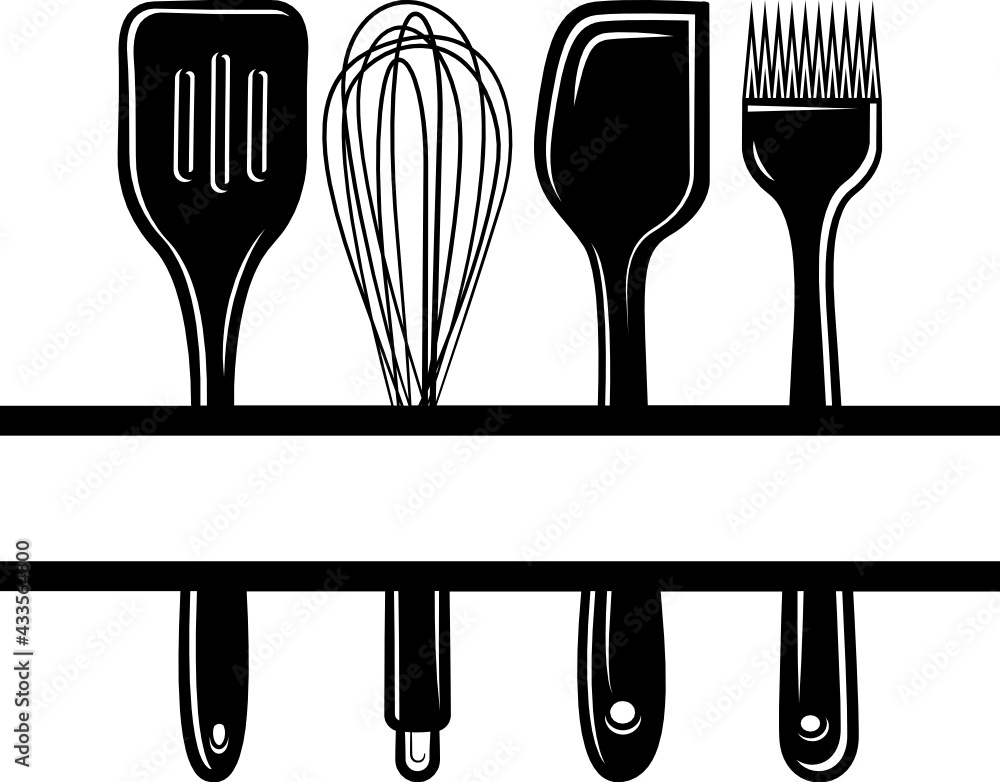 Kitchen Utensils Svg Cut File | Kitchen Split Monogram Svg | Split Svg ...