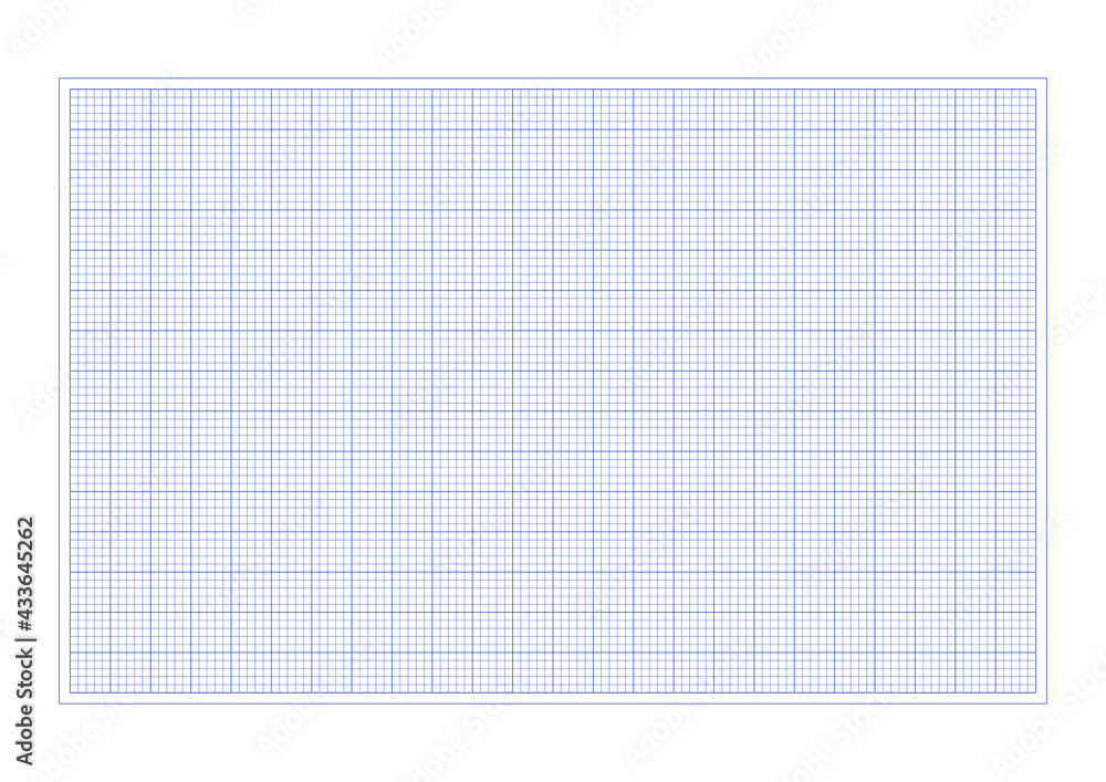 Grid paper. Realistic blank lined paper sheet in A3 format. Squared ...