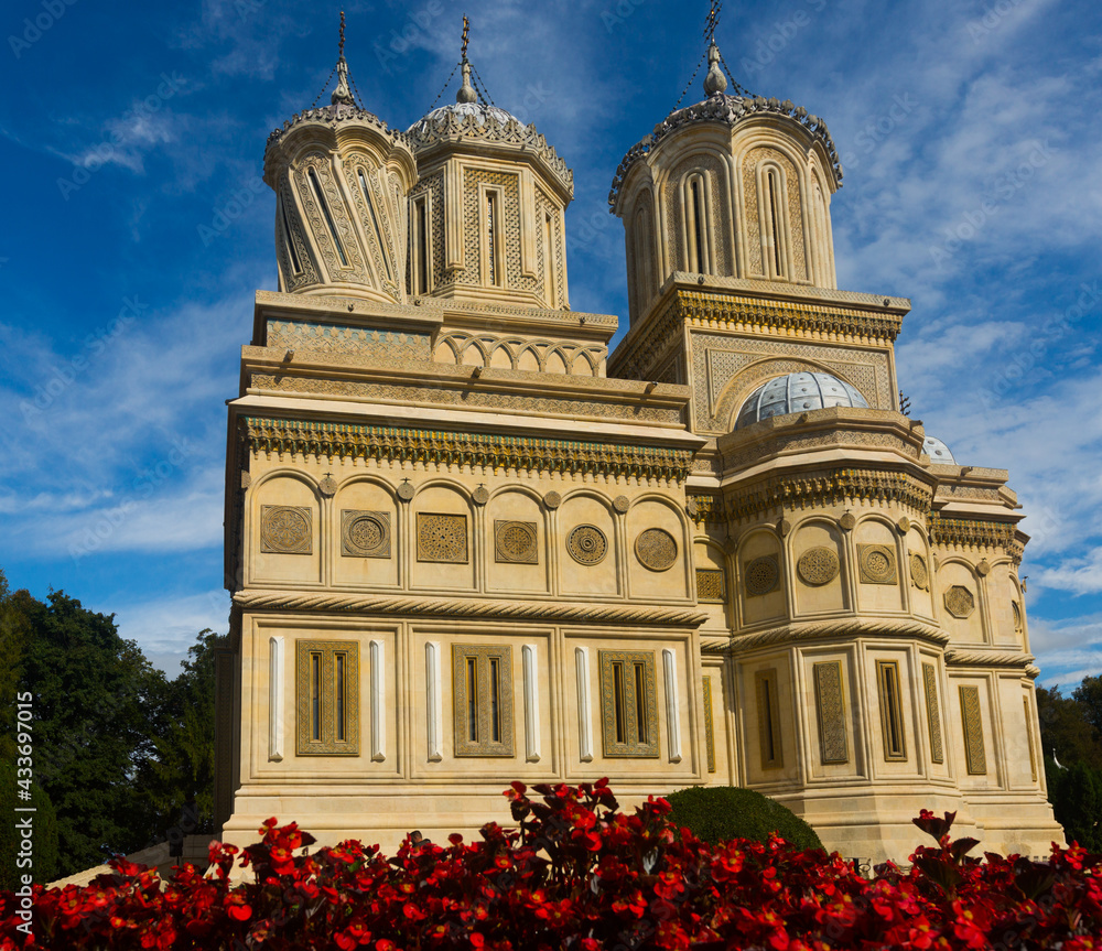 Picturesque landscape with Curtea de Arges Cathedral, masterpiece of ...