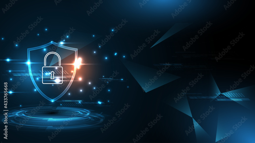 3D Protected guard shield security concept Security cyber digital ...