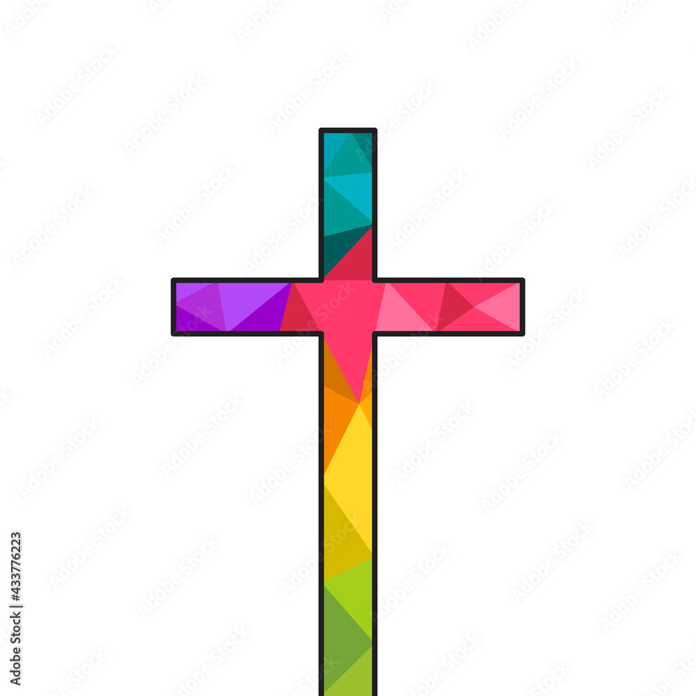 Cross made in colorful low poly design. Abstract crucifix in colors ...