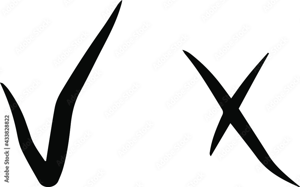 crosses and check marks isolated vector sketches. Yes no icons hand ...