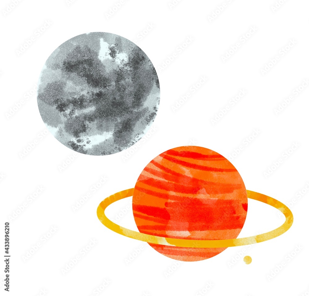 Watercolor Space Planets. Watercolor Space clipart, Cosmos, retro ...