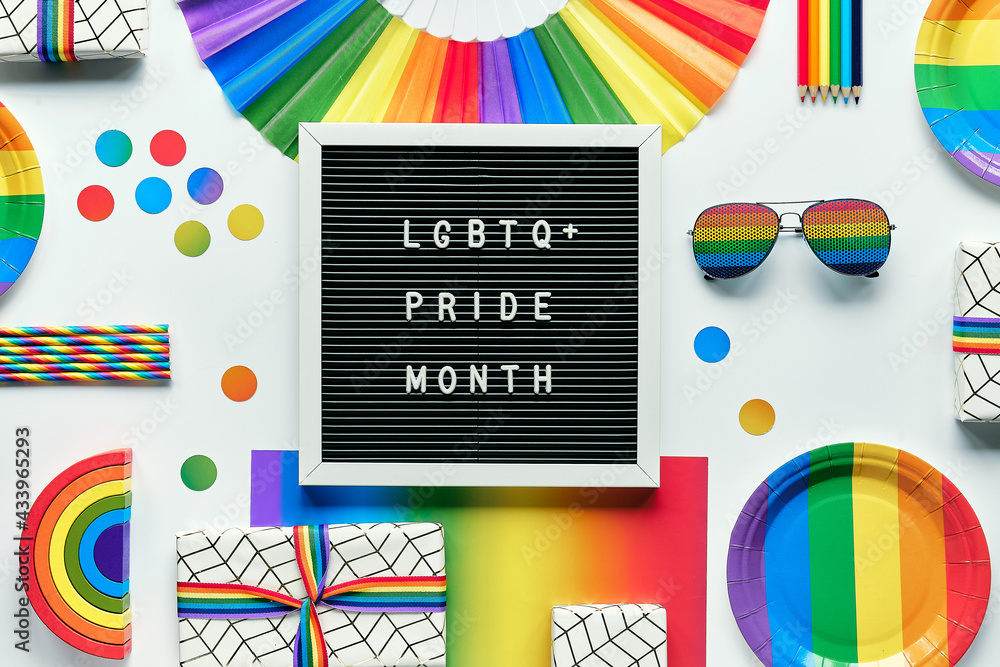 Photo Stock LGBTQ pride month text on letter board. Black letterboard ...