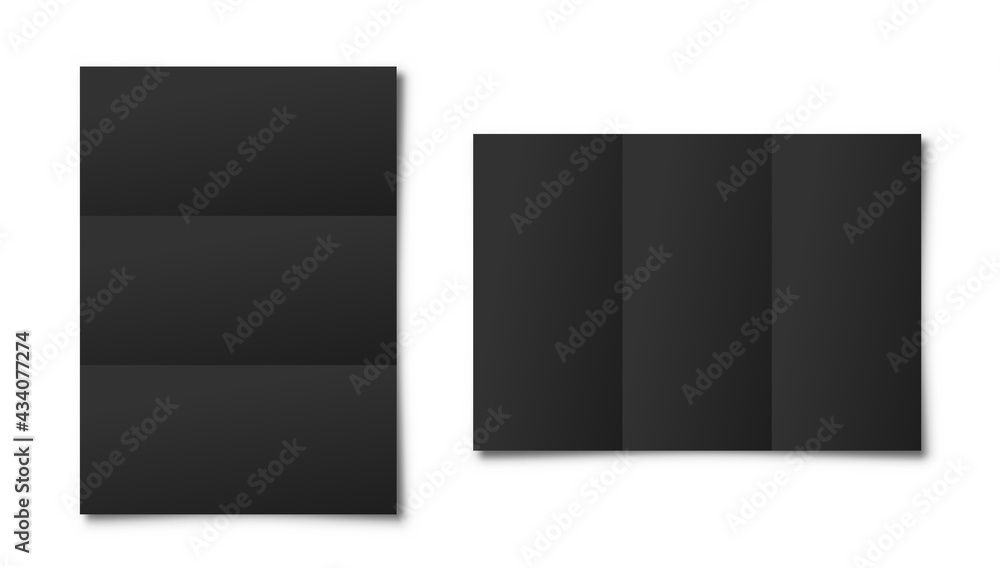 Realistic blank folded paper sheets in A4 size with shadow isolated on ...